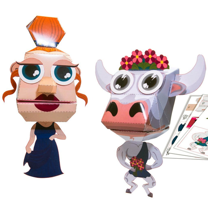 Zeus and Europa - kids papercraft (two puppets)